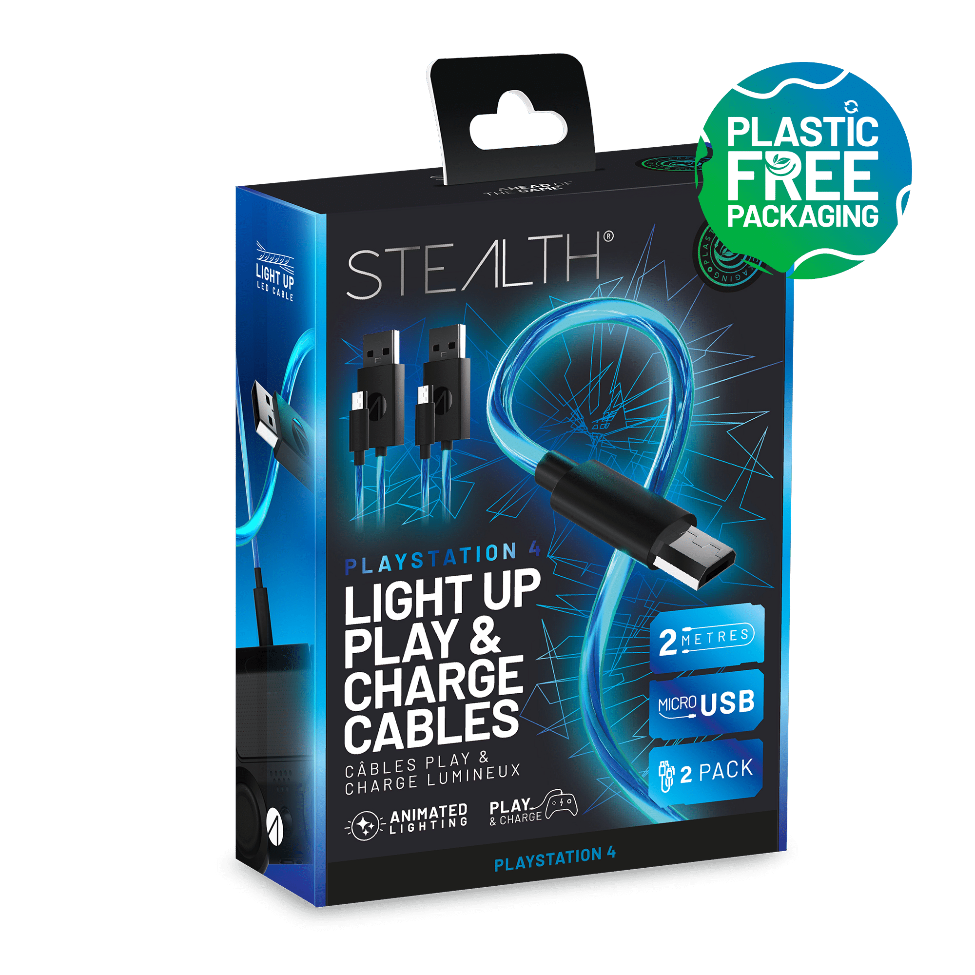 Buy Stealth SP-LED 2m Twin Play & Charge Light Up Cables for PS4 ...